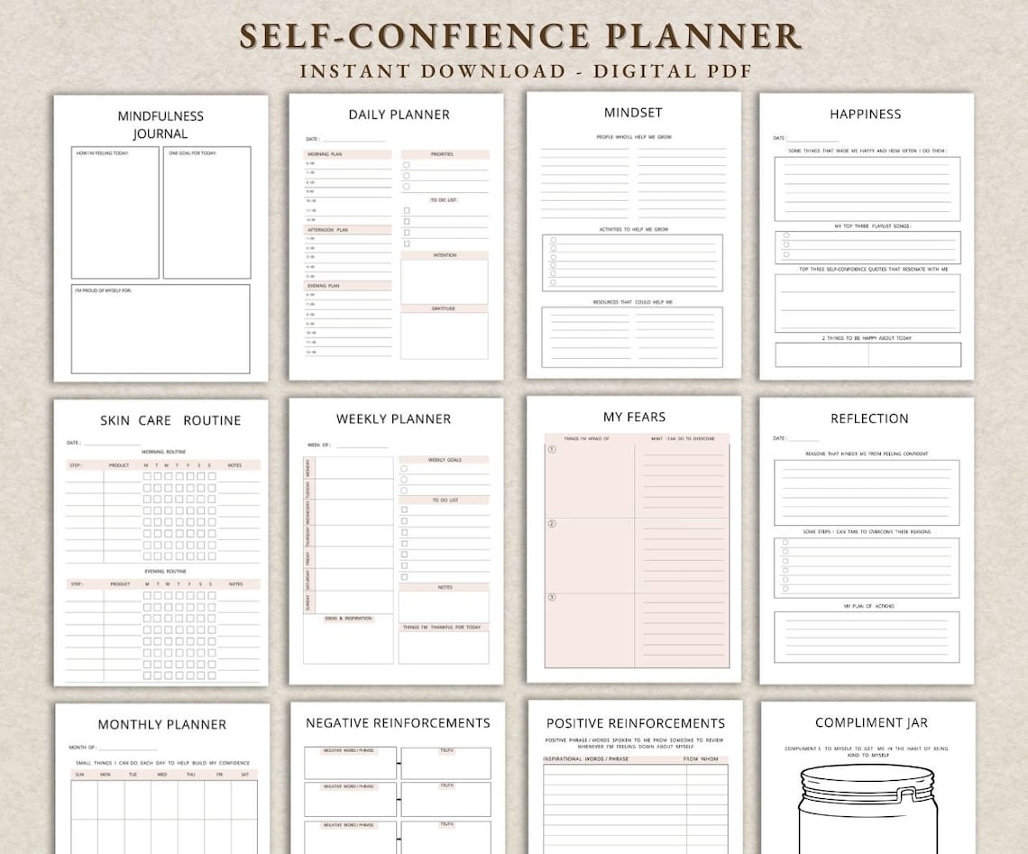 Printable Self-confidence Worksheet Digital Self-esteem - Etsy