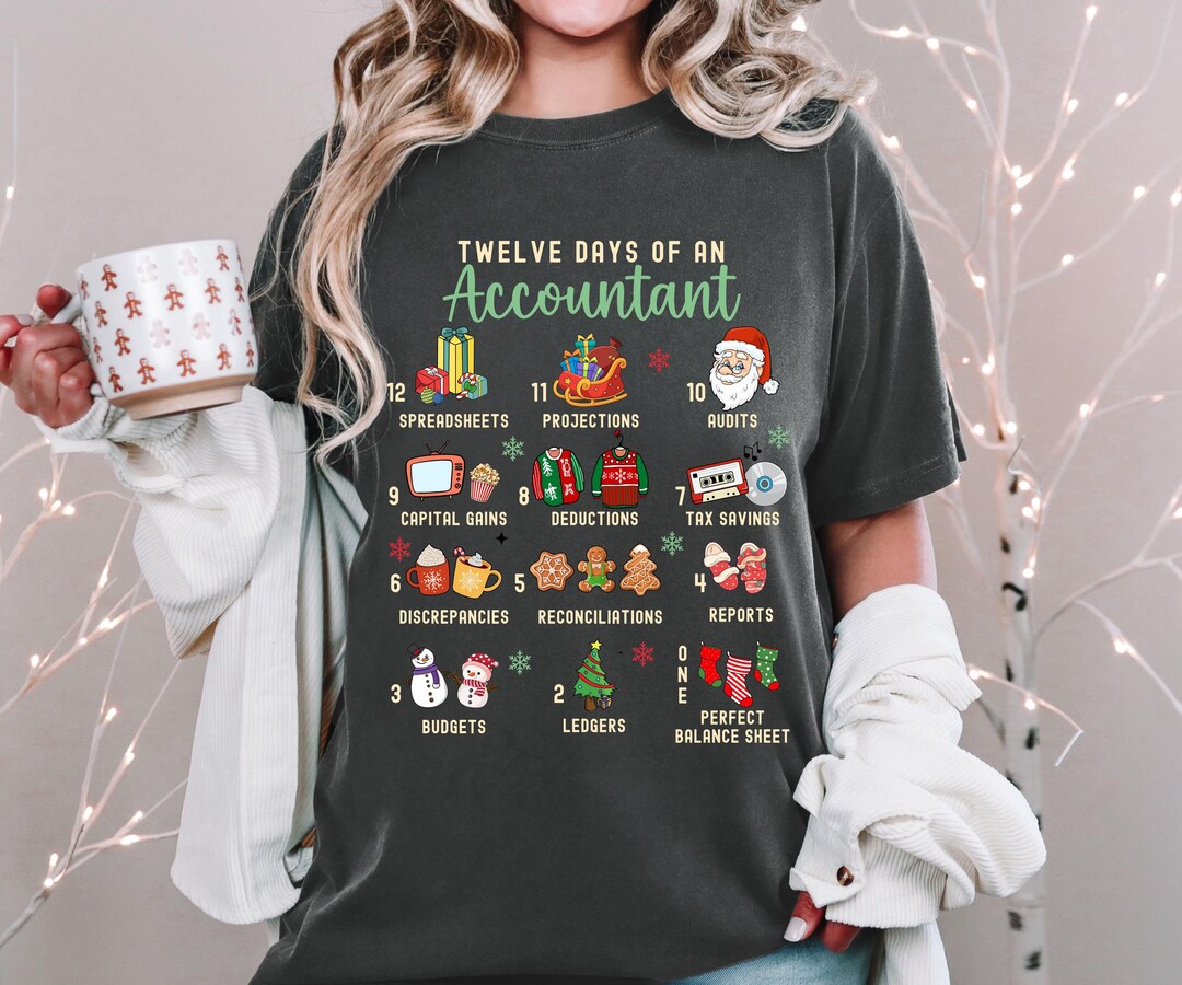 Christmas Accountant Shirt Gift Accounting 12 Days Christmas Crewneck T ...
