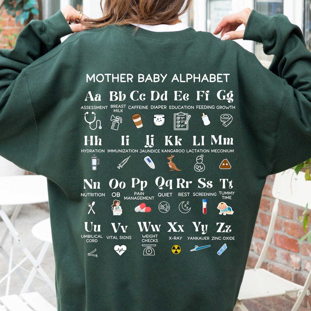 Custom Mother Baby Nurse Alphabet Sweatshirt Gift for Motherbaby RN ...