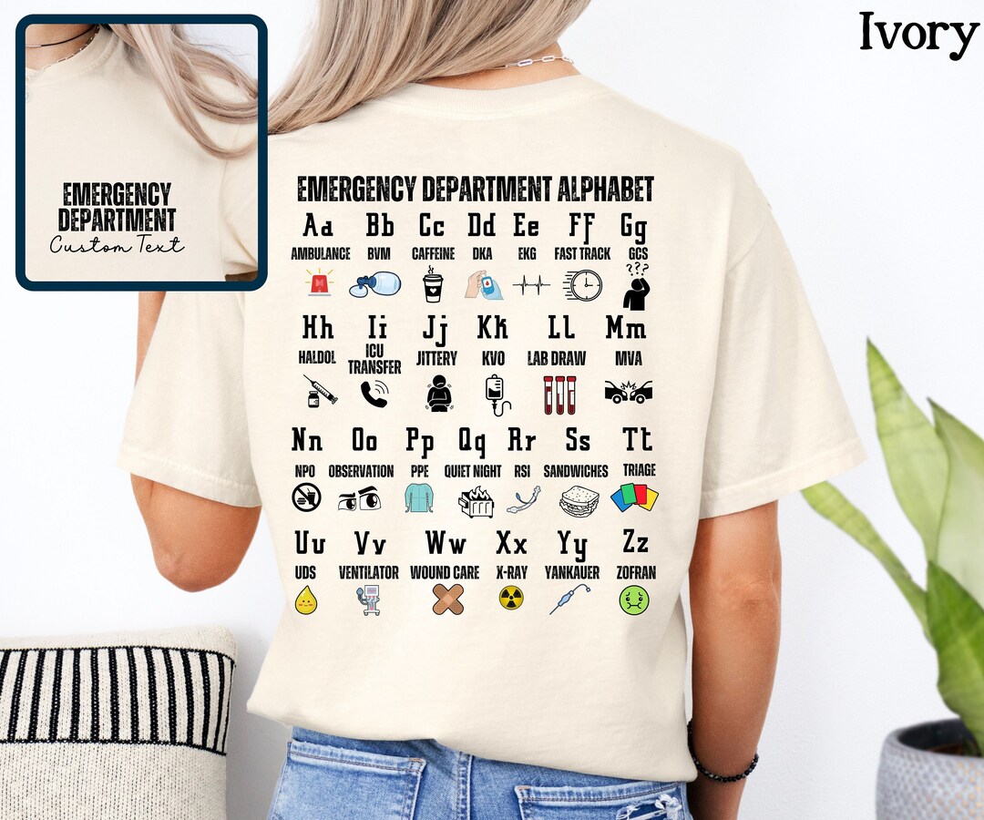 Emergency Department Nurse Alphabet Shirt Custom ED RN Tech Team Gift ...