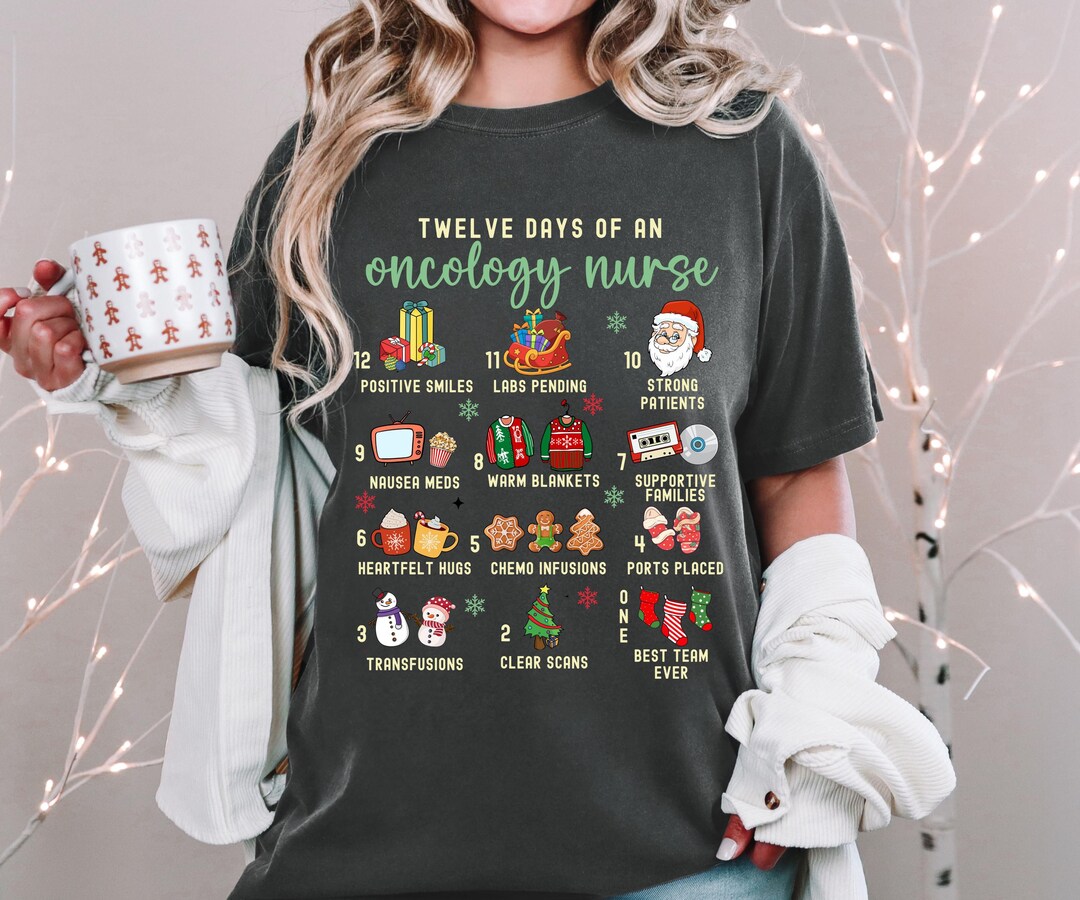 Christmas Oncology Nurse Shirt Gift Oncology RN 12 Days Gift Holiday ...