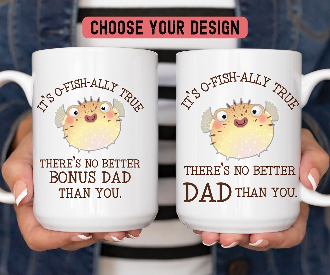 Father's Day Ceramic Mug, Funny Dad Pun Coffee Cup, Bonus Dad Gift ...