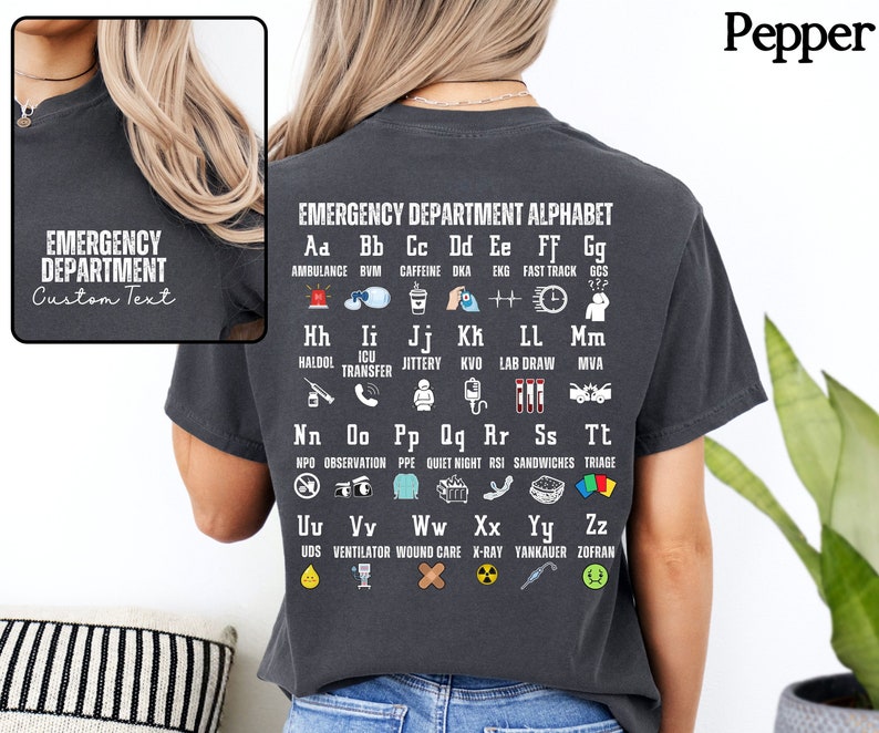 Emergency Department Nurse Alphabet Shirt Custom ED RN Tech Team Gift ...