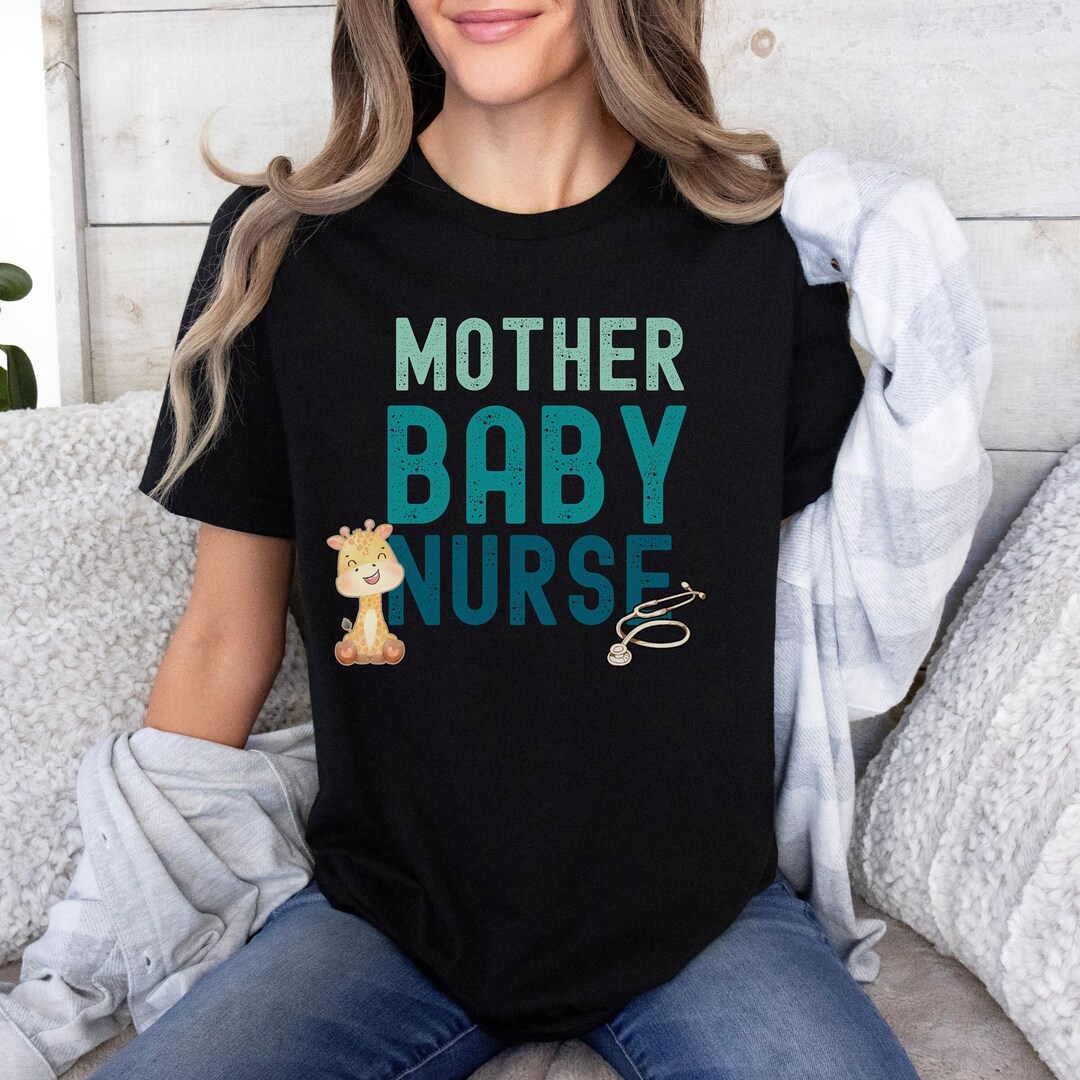 Mother Baby Nurse Tee Cute Postpartum Unit T Shirt Nursing Crewneck ...