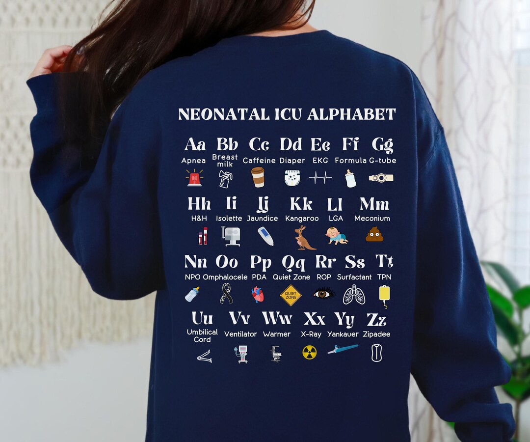 NICU Nurse Alphabet Sweat Shirt Neonatal RN Comfort Color Crewneck ...