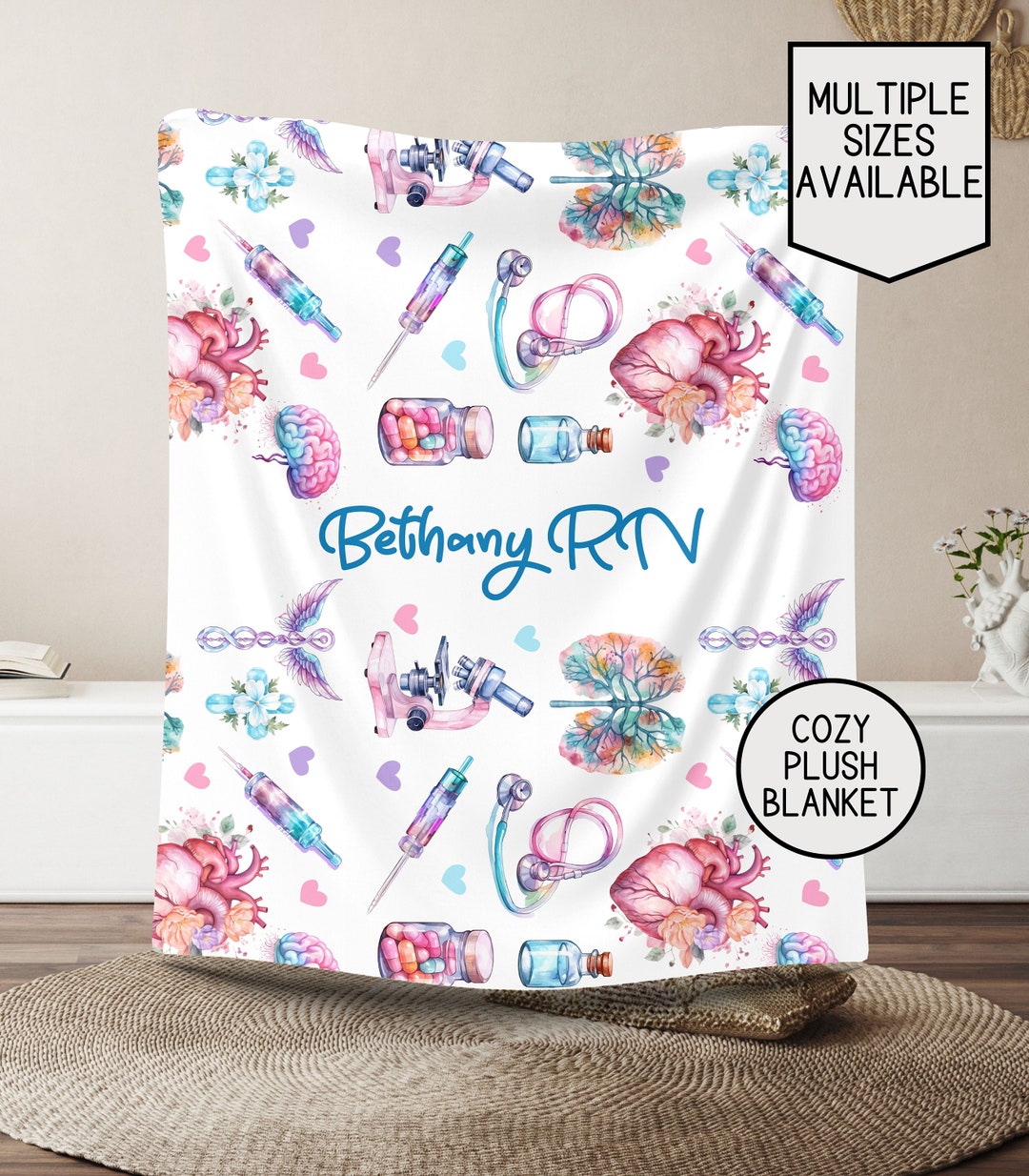 Nurse Personalized Blanket With Name Gift for Nurse RN CNA NP Custom ...