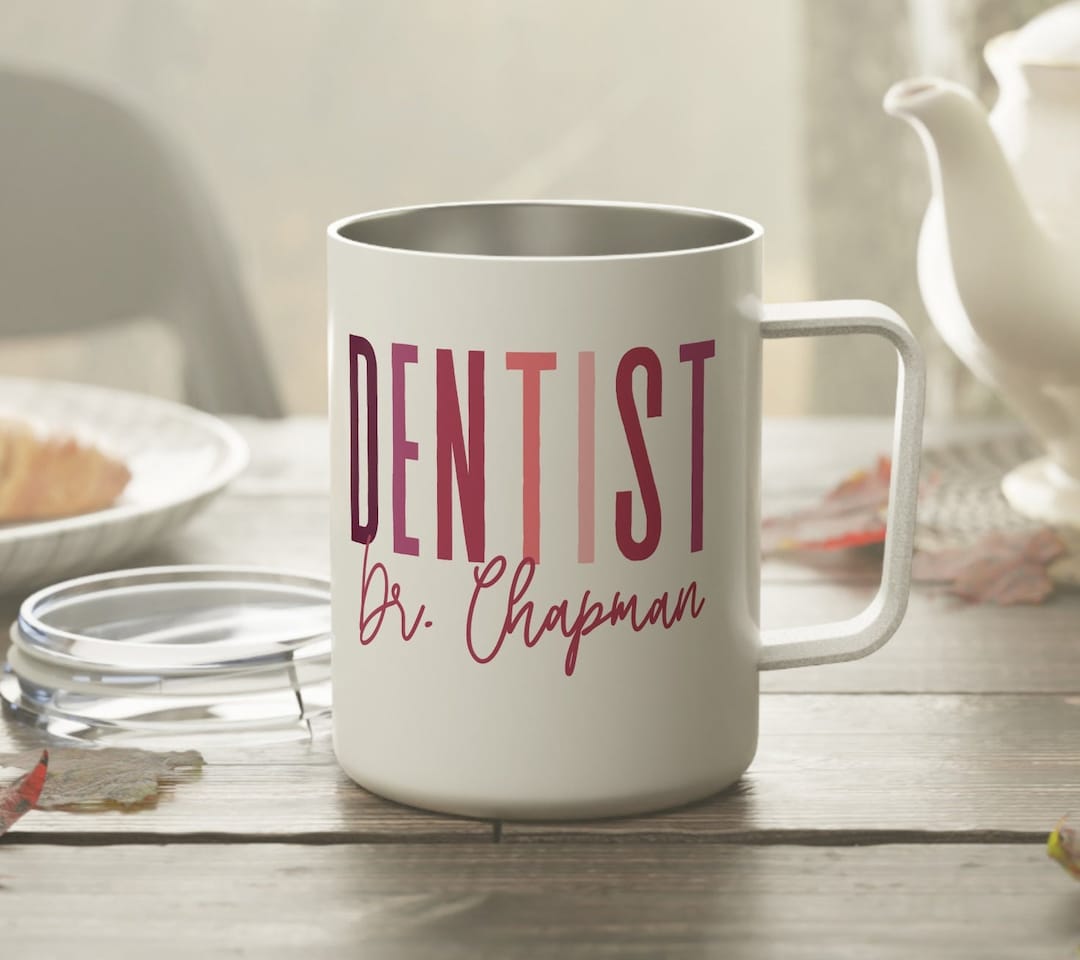 Personalized Dentist Insulated Coffee Mug, Custom Name Tumbler ...