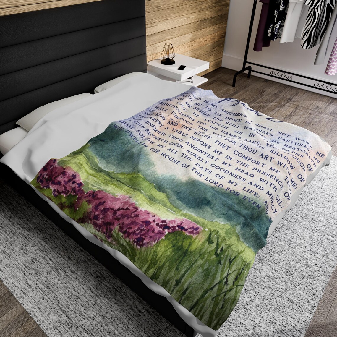 Psalm 23 Christian Bible Verse Scripture Blanket for Her Inspirational ...