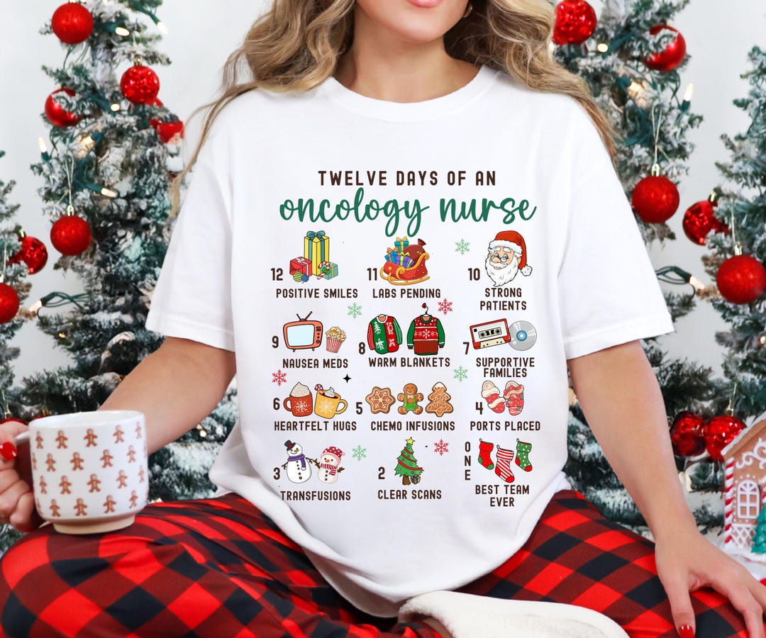 Christmas Oncology Nurse Shirt Gift Oncology RN 12 Days Gift Holiday ...