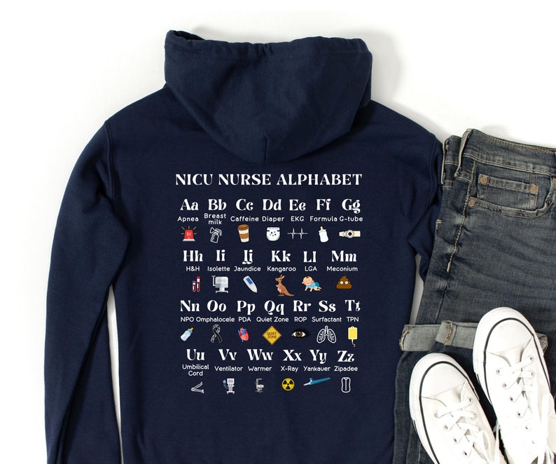 NICU Nurse Jacket NICU Alphabet Medical Staff Gift Nurse Zip-up ...
