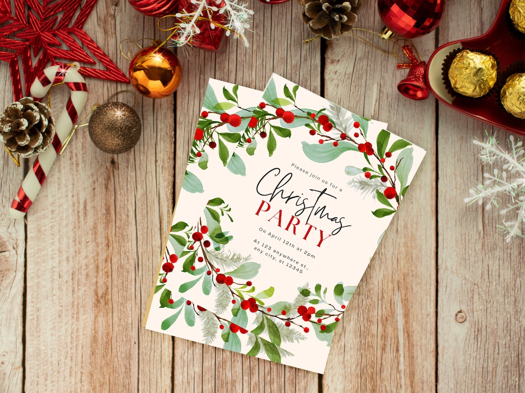 Editable Christmas Party Invitation Xmas Party Invite - Etsy