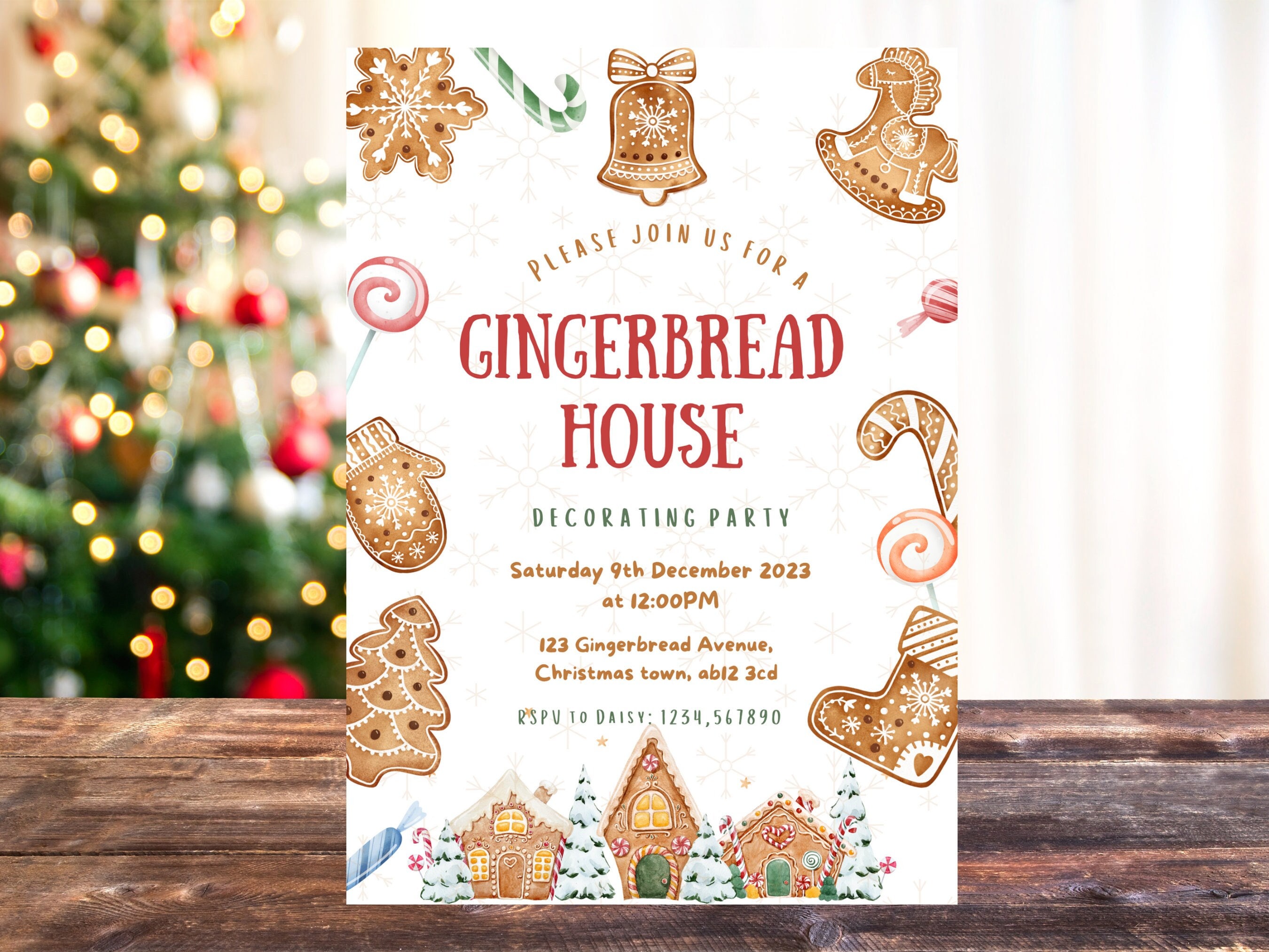 Editable Gingerbread House Decorating Party Invitation, Christmas ...
