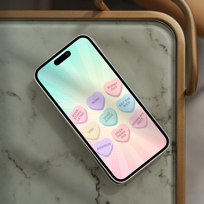 Anti Valentine Conversation Hearts Phone Wallpaper | Mental Health ...