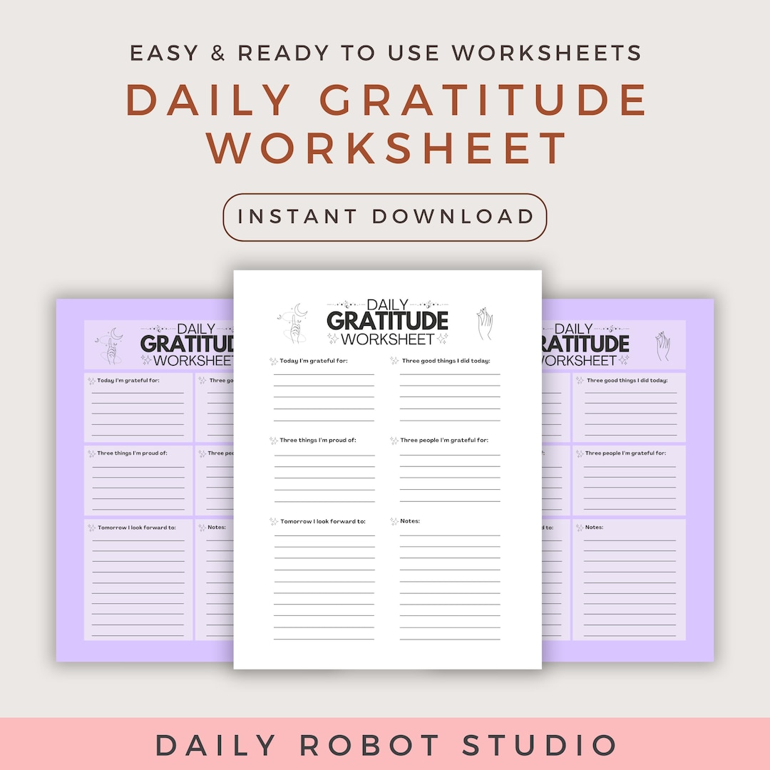 Daily Gratitude Worksheet Printable | Mental Health Journal Page ...