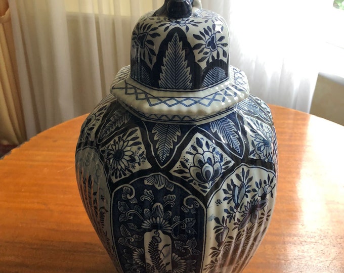 Delft Royal Sphinx Ginger Jar, Handpainted Delft Jar, Extra Large Delft ...