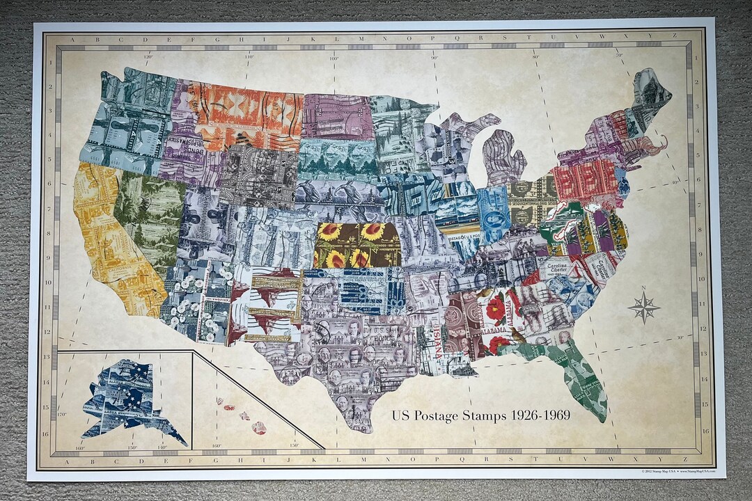 One of a Kind Unique Map of the United States Using State Specific US ...