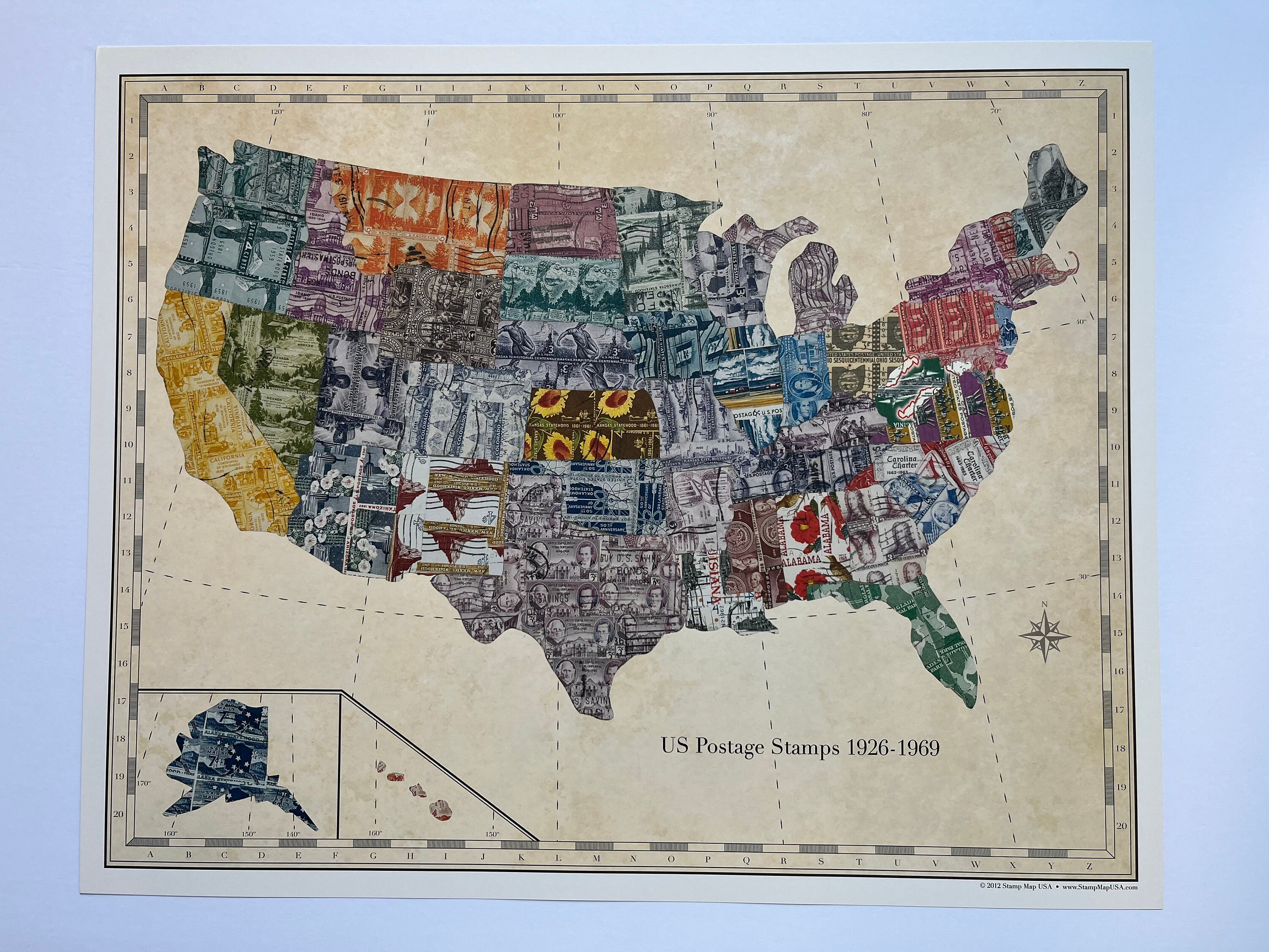 One of a Kind Unique Map of the United States Using State Specific US ...