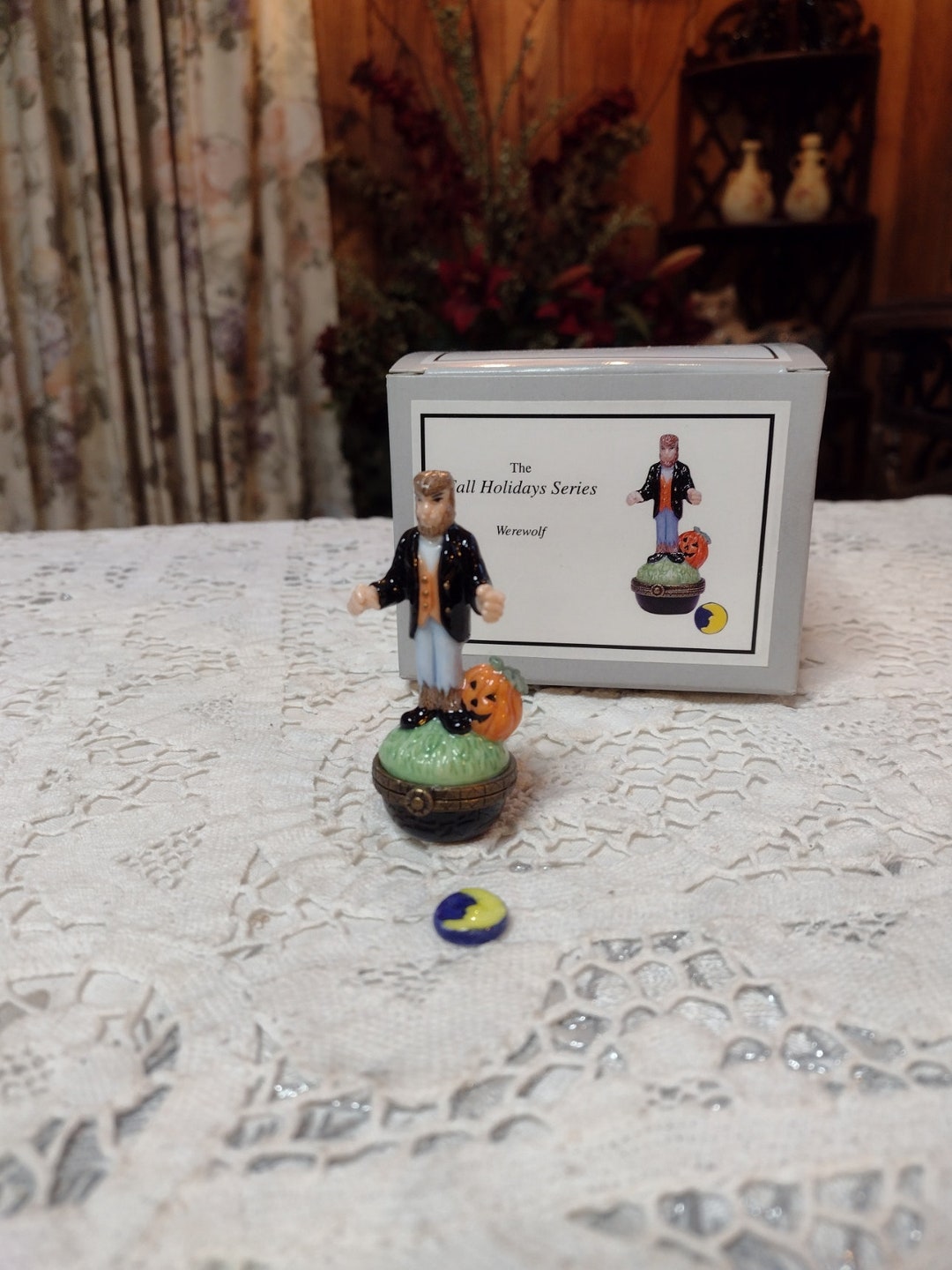 Vintage Porcelain Hinged Trinket Box in the Shape of a Werewolf With a ...