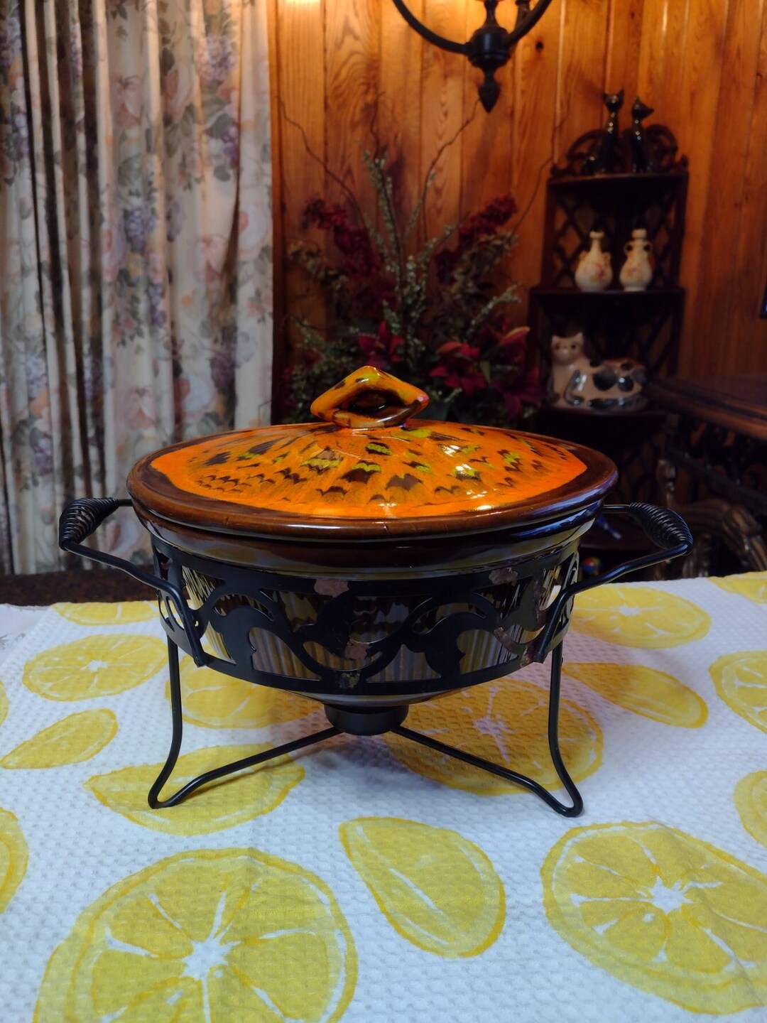 Mid Century Modern Casserole Dish With Metal Warming Stand - Etsy