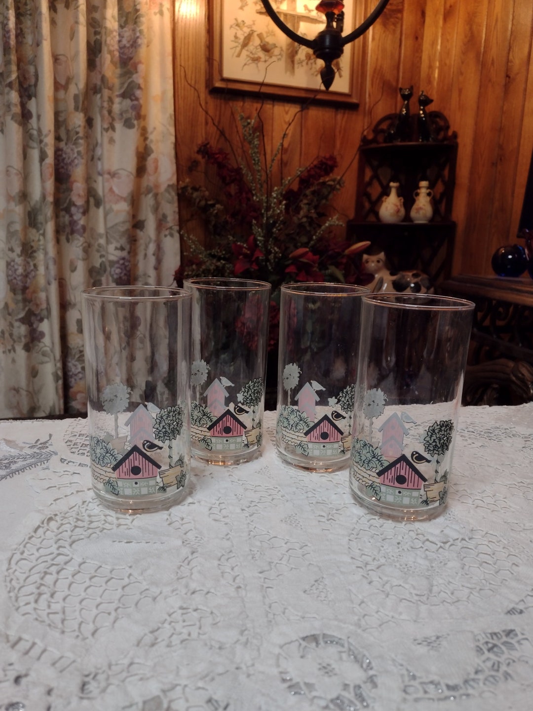 Vintage Set of Four Corelle by Corning 6" Drinking Glasses Garden Home ...