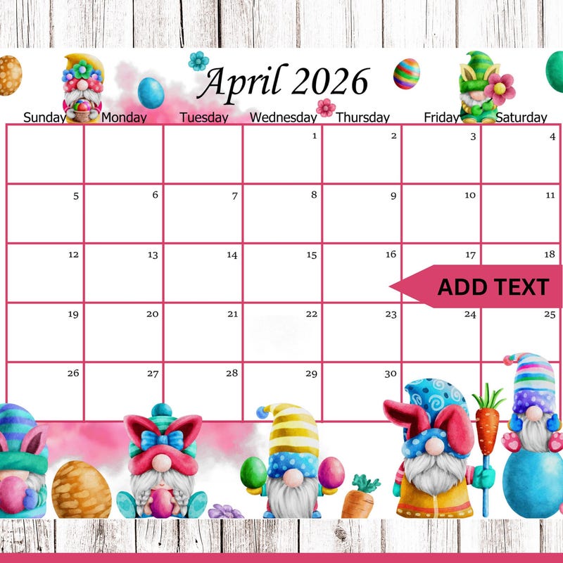 April Theme Calendar - Etsy