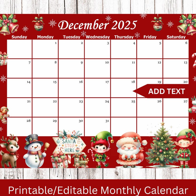 Dec 2025 Calendar Free - Etsy