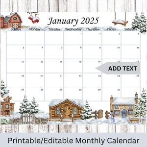EDITABLE January 2025 Calendar, New Year Planner, Printable Monthly ...