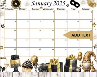 EDITABLE January 2025 Calendar, New Year Planner, Printable Monthly ...