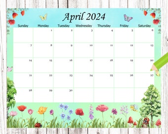 EDITABLE April 2024 Calendar, Fillable Spring Planner, Monthly Schedule ...