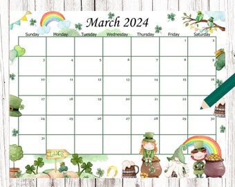 EDITABLE March 2023 Calendar, Happy St.patrick's Day Planner, Printable ...