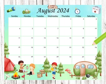 EDITABLE June 2024 Calendar, Summer Beach Planner, Monthly Kids School ...