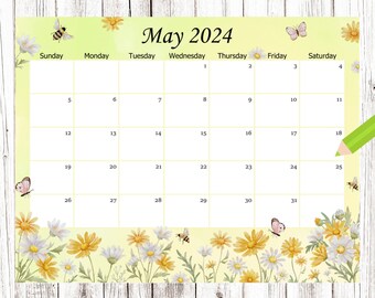 EDITABLE May 2024 Calendar, Fillable Spring Planner, Monthly Schedule ...
