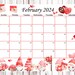 EDITABLE February 2024 Calendar, Cute Valentine Gnomes Planner, Kids ...
