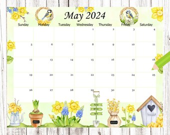 EDITABLE May 2023 Calendar, English Garden, Spring Vibe, Monthly ...