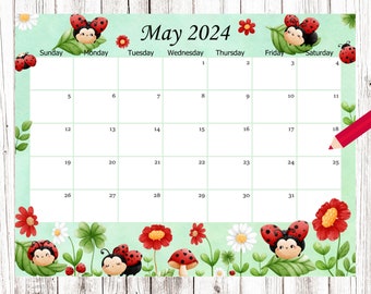 EDITABLE May 2024 Calendar, Fillable Spring Planner, Monthly Schedule ...