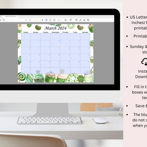 EDITABLE March 2024 Calendar, St. Patrick's Day Sweets Planner, Kids ...