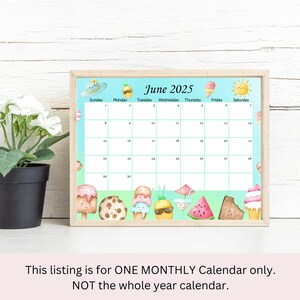 EDITABLE June 2025 Calendar, Summer Planner With Sweets, Monthly Kids ...
