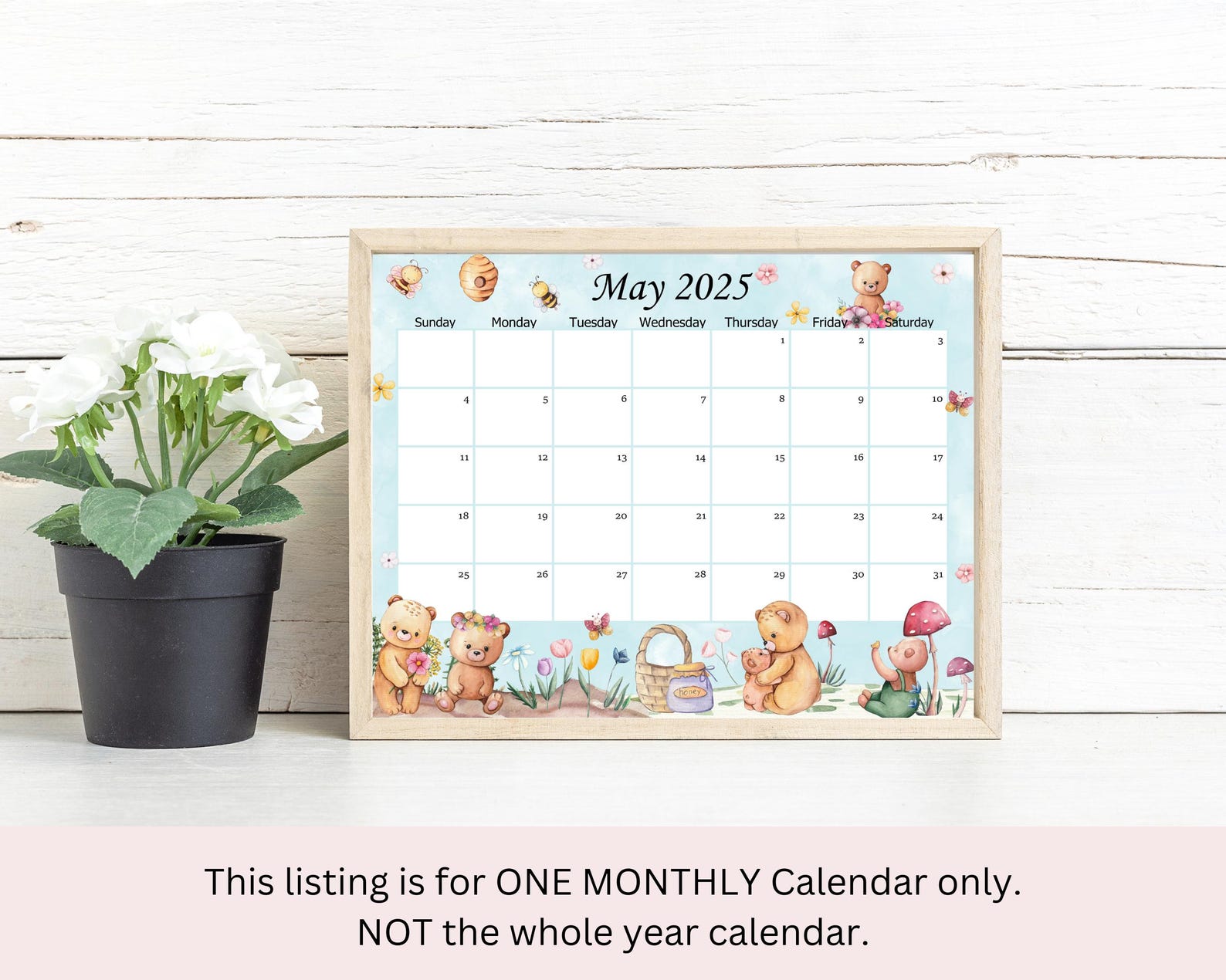 EDITABLE May 2025 Calendar, Cute Spring Planner, Monthly Kids School ...