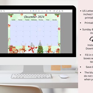 EDITABLE December 2024 Calendar, Christmas Planner With Reindeer, Kids ...