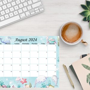 EDITABLE August 2024 Calendar, Cute Summer Planner, Monthly Kids School ...
