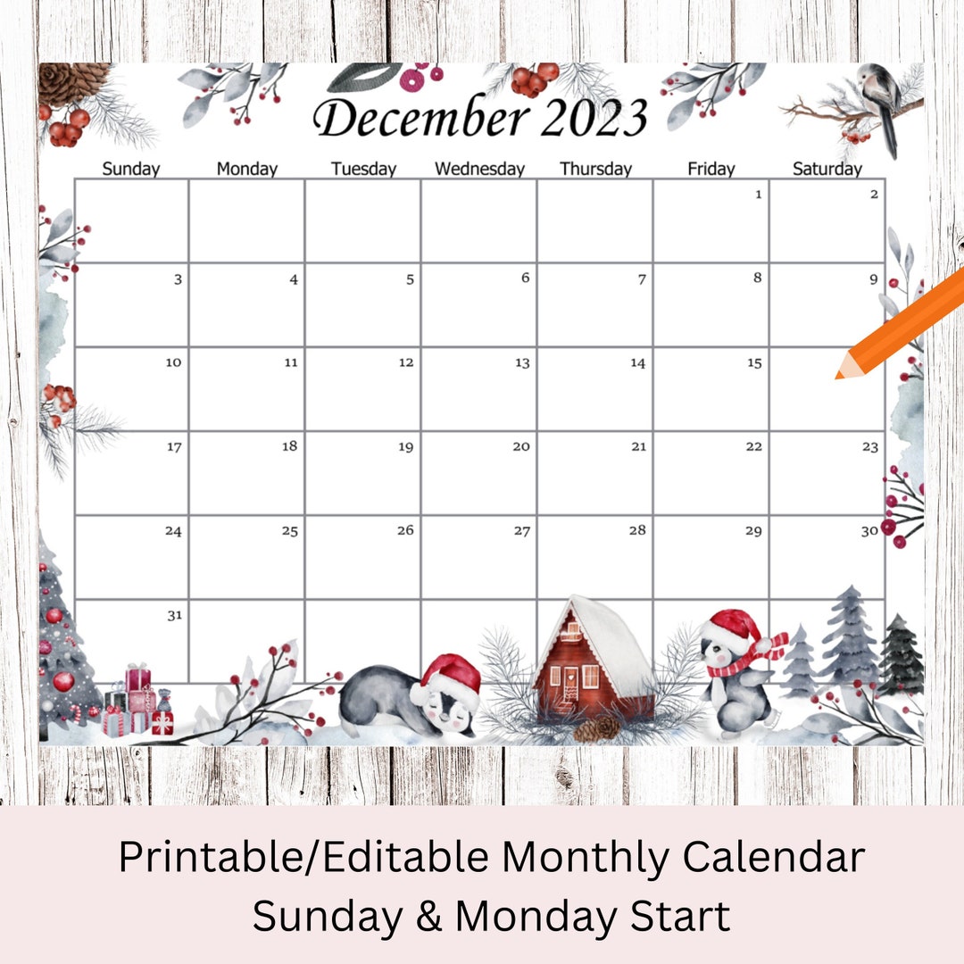 EDITABLE December 2023 Calendar, Christmas Planner, Kids School ...