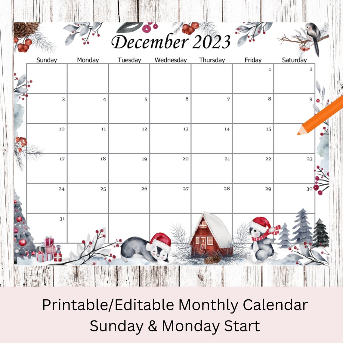 EDITABLE December 2023 Calendar, Christmas Planner, Kids School ...