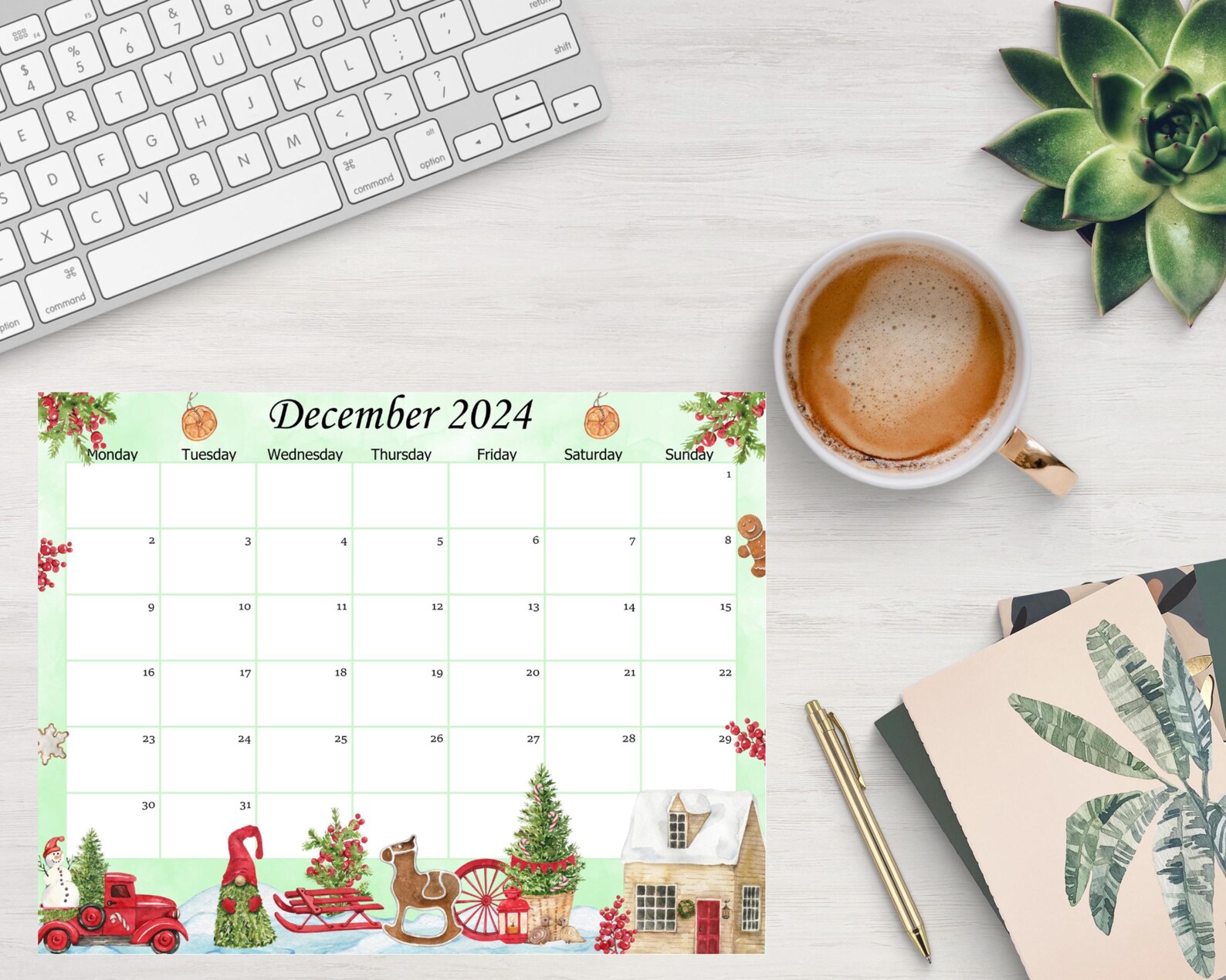 EDITABLE December 2024 Calendar, Christmas Planner With Gnome, Kids ...