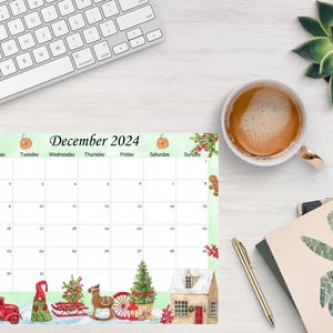 EDITABLE December 2024 Calendar, Christmas Planner With Gnome, Kids ...