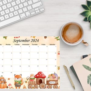 EDITABLE September 2024 Calendar, Cute Autumn Planner, Monthly Kids ...