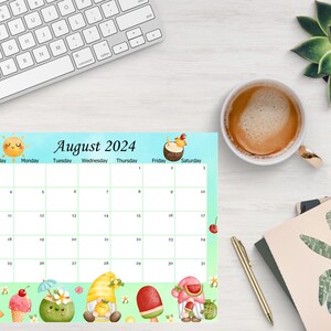 EDITABLE August 2024 Calendar, Cute Summer Gnomes Planner, Kids School ...