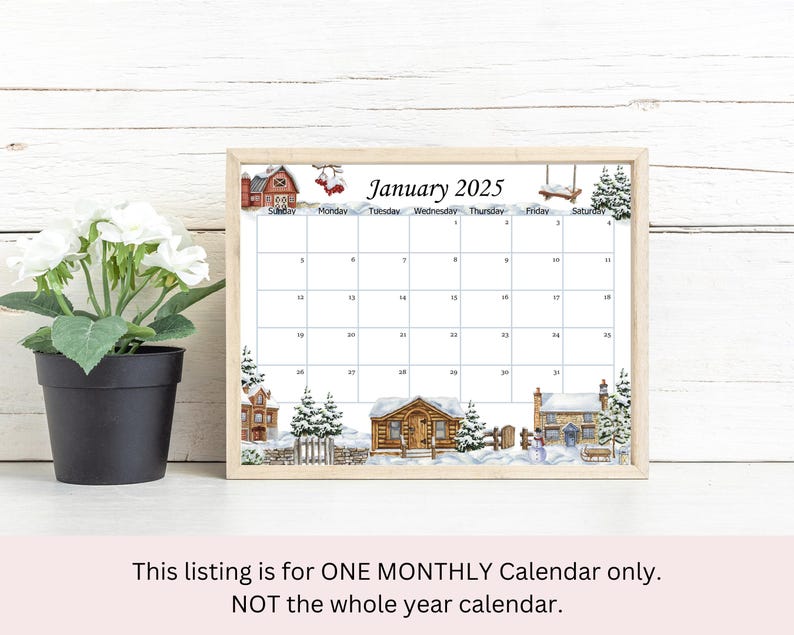 EDITABLE January 2025 Calendar, New Year Planner, Printable Monthly ...