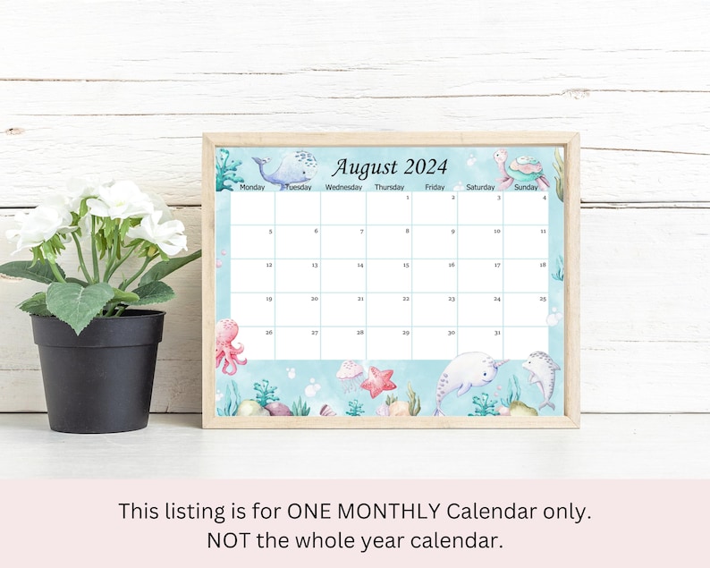 EDITABLE August 2024 Calendar, Cute Summer Planner, Monthly Kids School ...