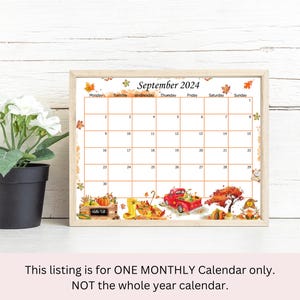 EDITABLE September 2024 Calendar, Autumn Planner, Monthly Kids School ...