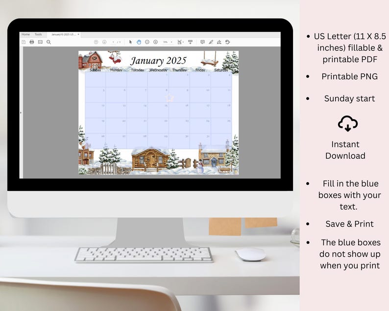 EDITABLE January 2025 Calendar, New Year Planner, Printable Monthly ...